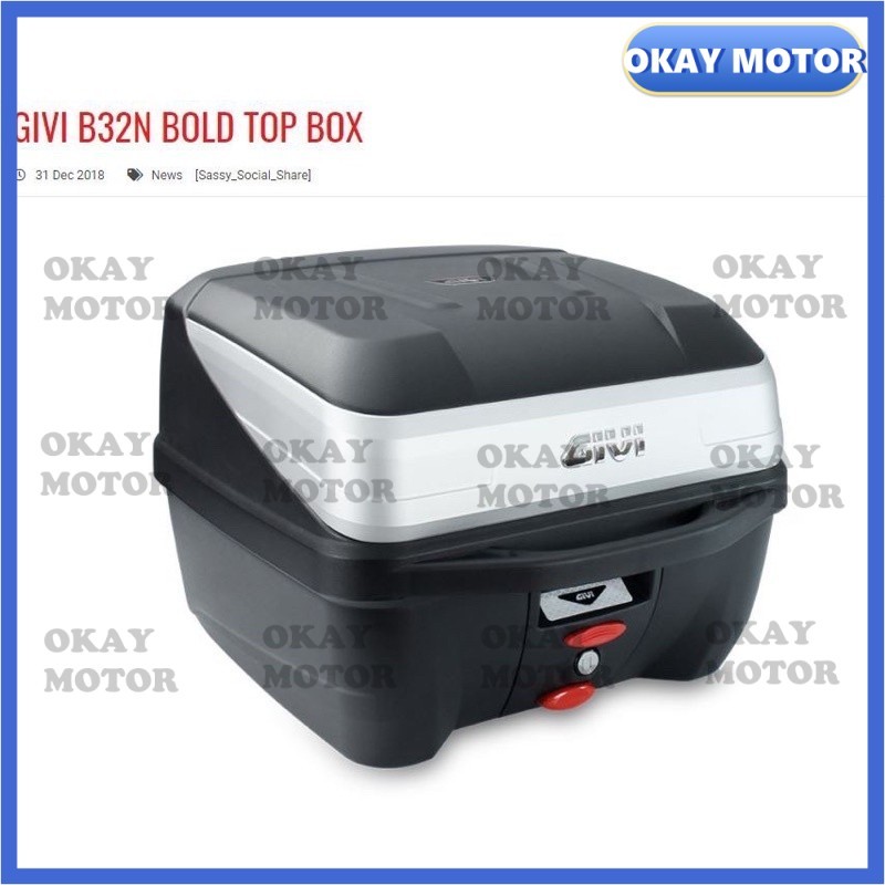 KOTAK BOX GIVI MONOLOCK TOP CASE BOLD B32 B32N SILVER REFLECTOR [BASE PLATE INCLUDED] | Shopee ...