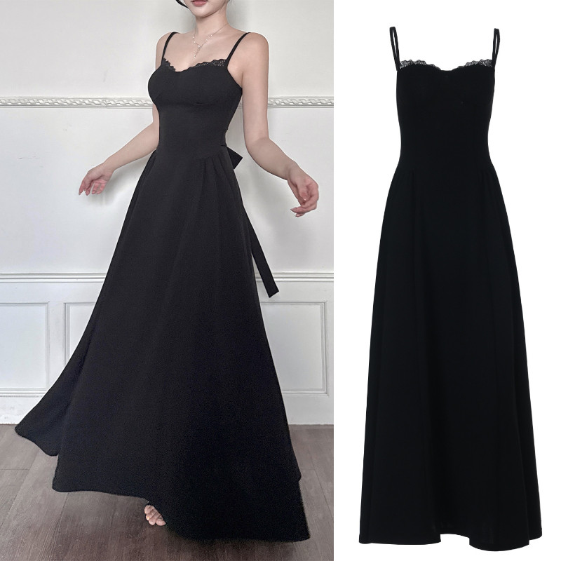♥️READY STOCK♥️ Elegant Black Lace Patchwork Collar Back Lack-up A-line ...