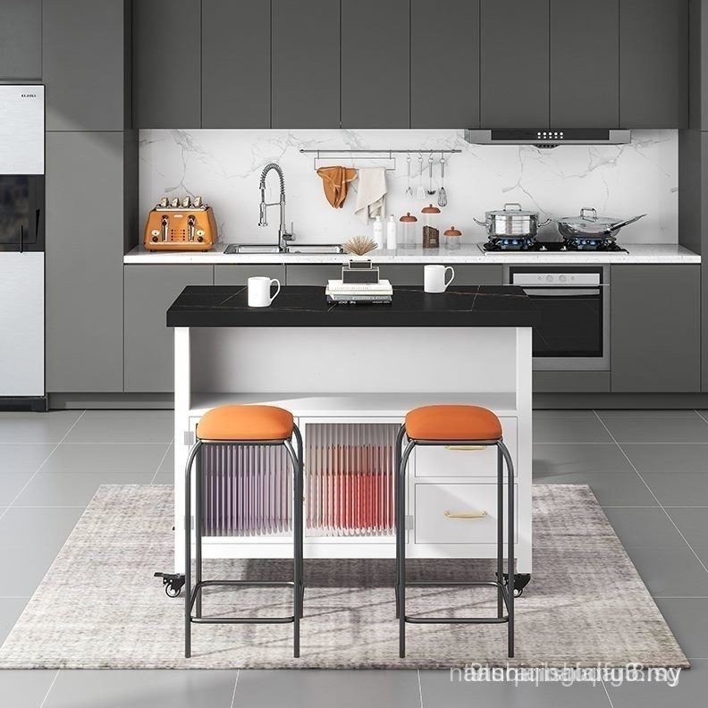 Kitchen Island Cabinet Separate Movable Console Table Storage Rack Bar ...