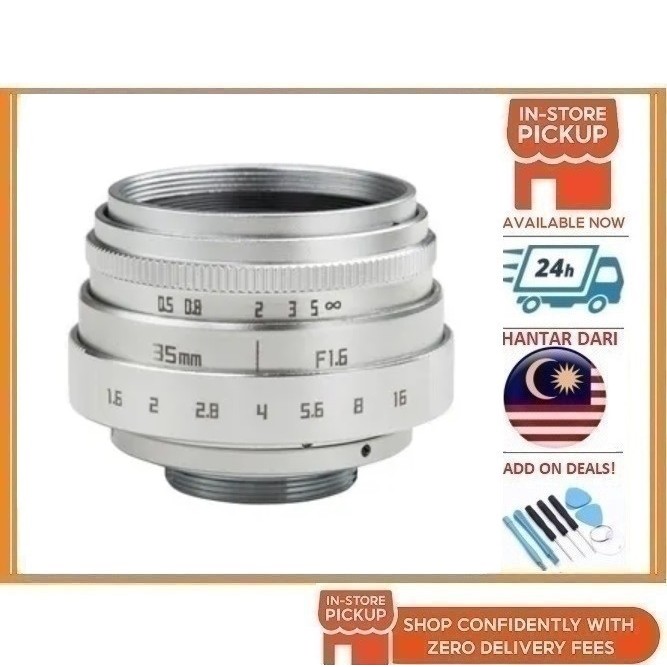 BSS CCTV LENS 35MM F1.6 C-Mount Industrial Camera Lens (Silver/Black ...