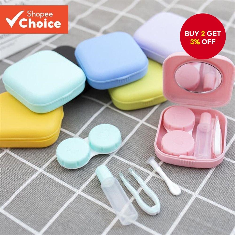 Color Contact Lens Case Set With Mirror, Small Portable Immersion ...