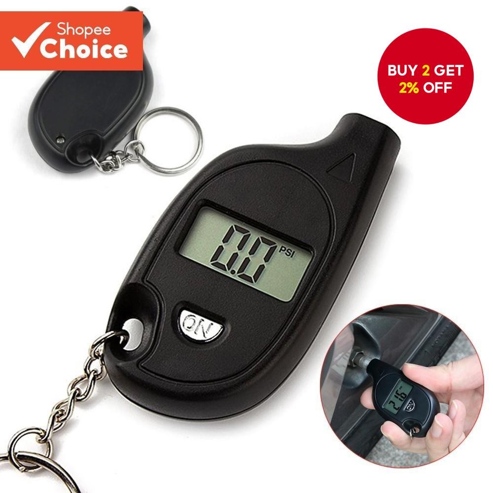 Mini Car Tire Pressure Detector - LCD Keychain Digital Gauge for ...