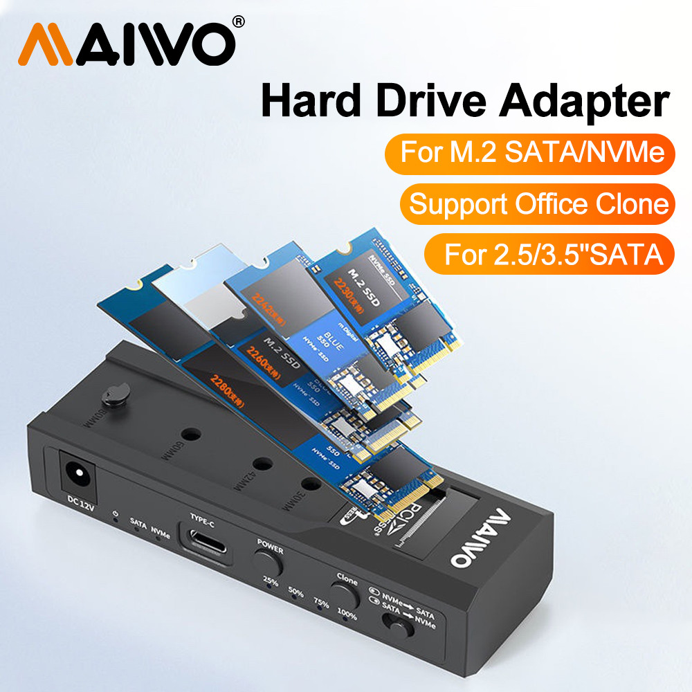 MAIWO Dual Bay M2 SSD Enclosure NVMe NGFF 10Gbps PCIe M.2 SSD Case 2.5 ...