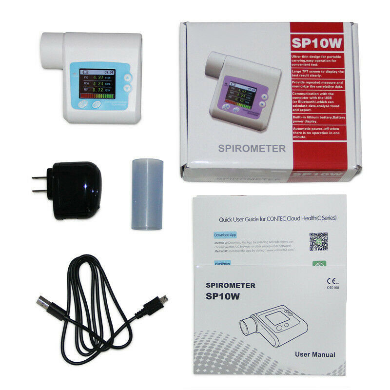 SP10W Bluetooth Digital Spirometer Lung Breathing Diagnostic Spirometry ...