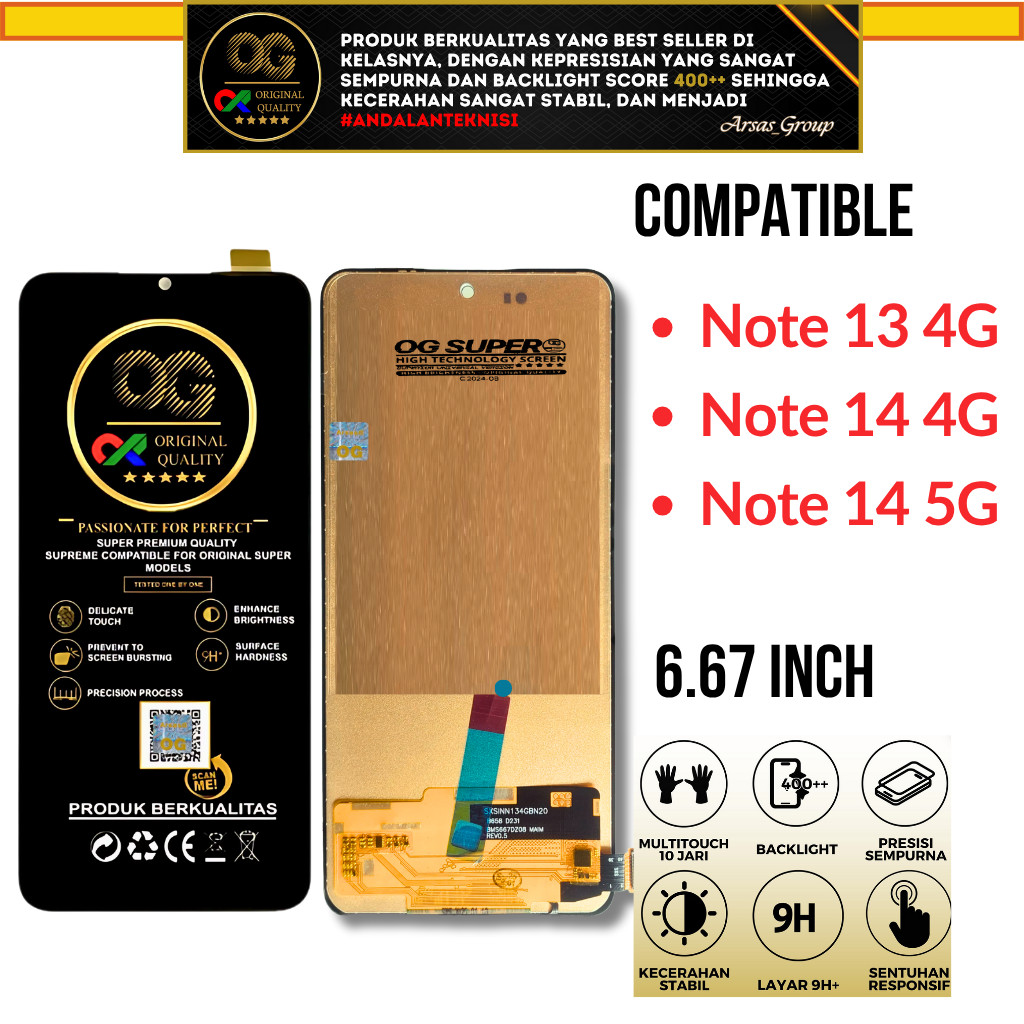 Original OG LCD Super Mobile Redmi Note 13 4G, Note 14 4G/5G ...