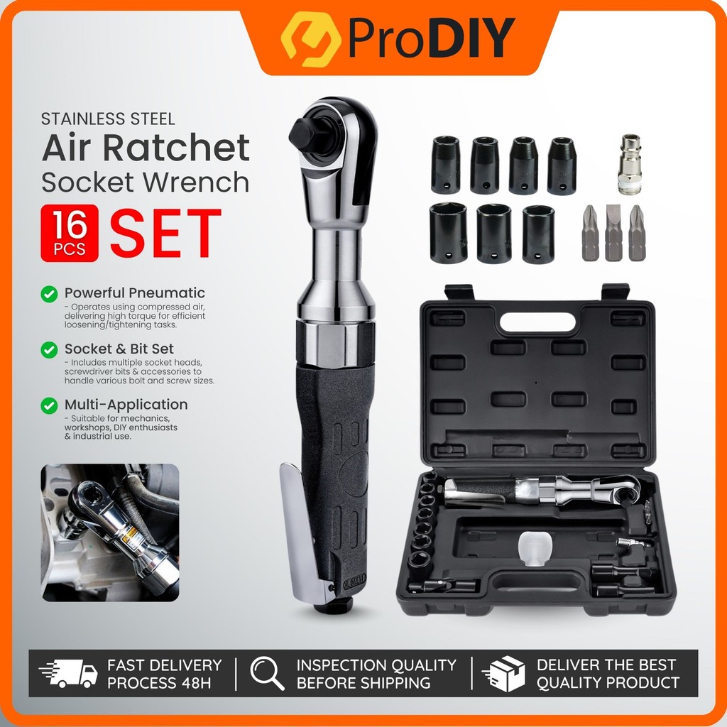 16PCS 1/2 inch Air Ratchet Wrench Pneumatic Tools Set Ratchet Angin ...