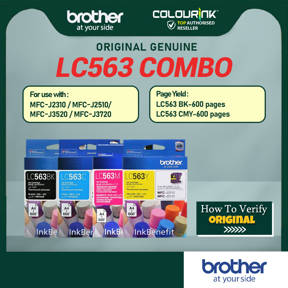 Brother Original Genuine LC563 Ink Cartridge for J2310 J2510 J3520 ...