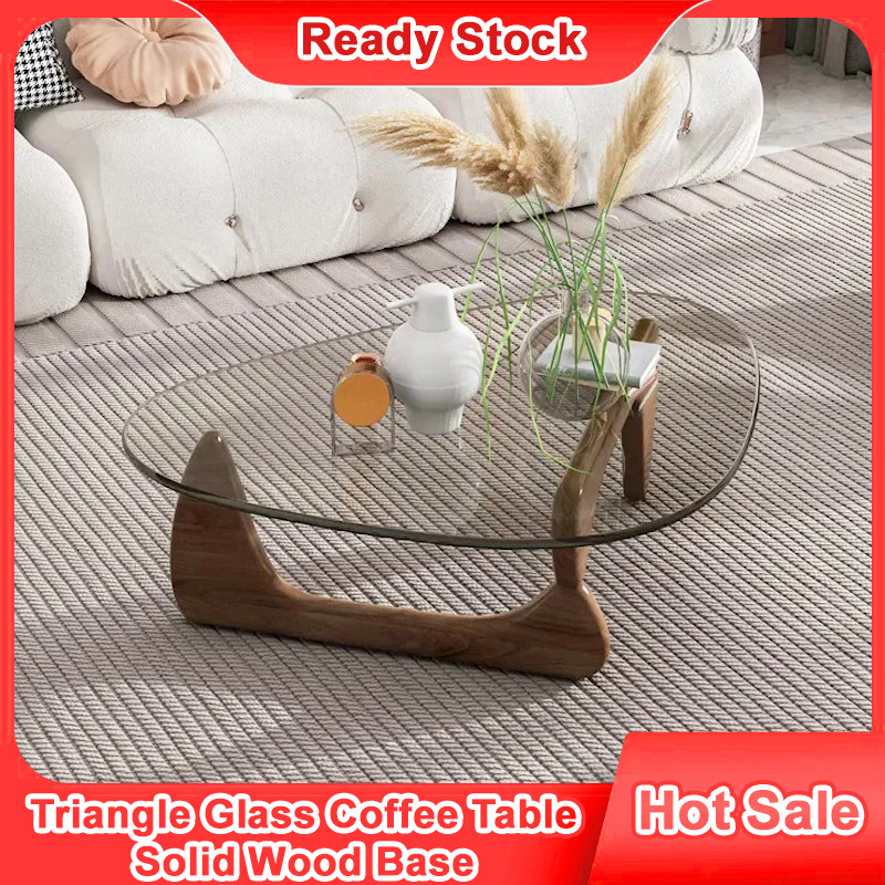 🔥Ready Stock🔥Coffee Table Triangle Glass Vintage Coffee Table Glass ...
