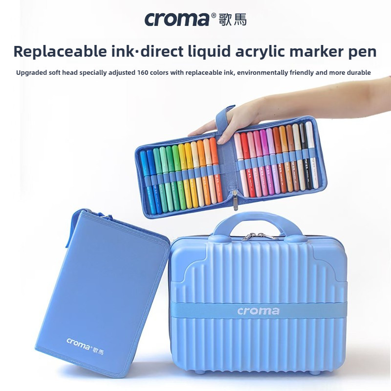Croma 80/48 Color Set Liquid Acrylic Markers Replaceable Ink Refill ...