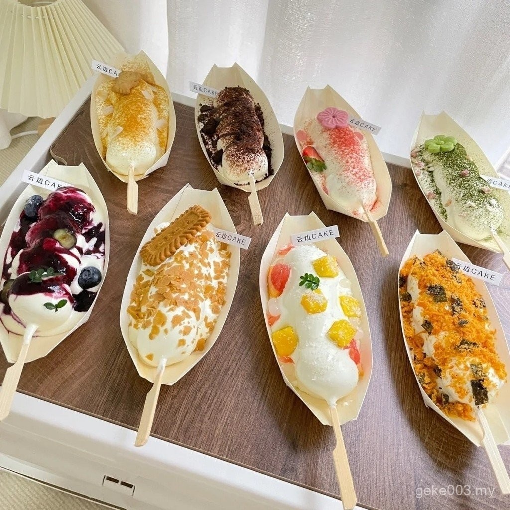 Disposable Paper Boat Veneer Boat Box Cold Dish Decoration ...