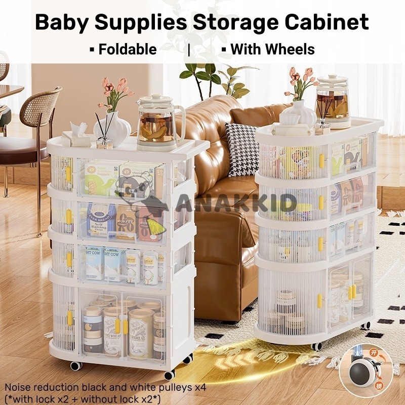MY AnakKid Baby Nursery Storage Cart Storage Movable Folding Storge ...