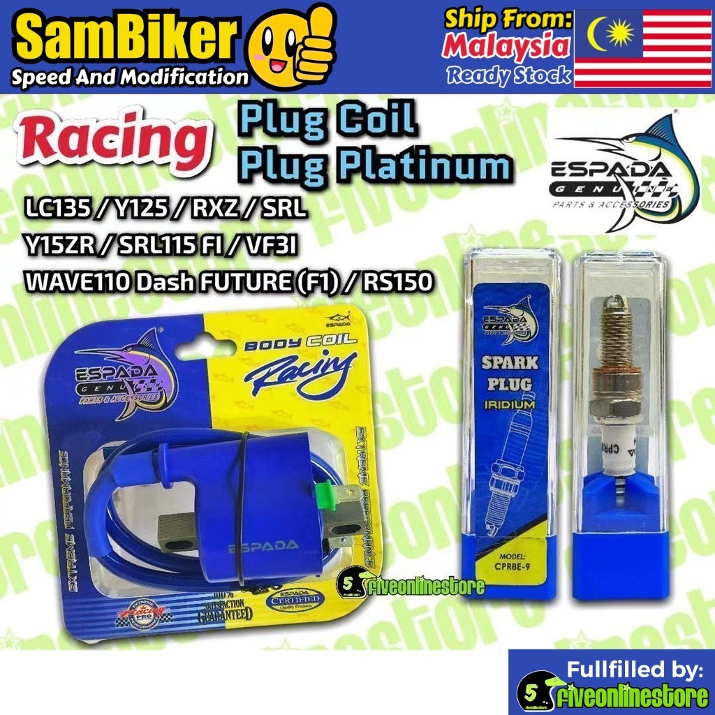 ESPADA Racing Body Coil & Spark Plug Iridium/Platinum Y15ZR Y16ZR LC135 ...
