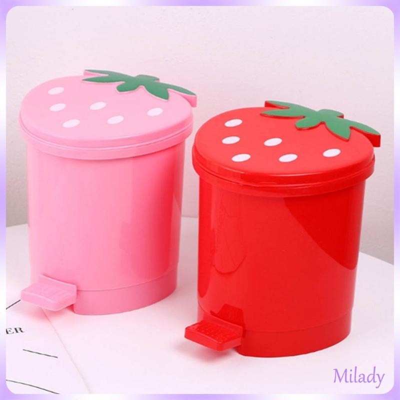 Milady Mini Strawberry Trash Can with Lid Plastic Garbage Bin Waste ...