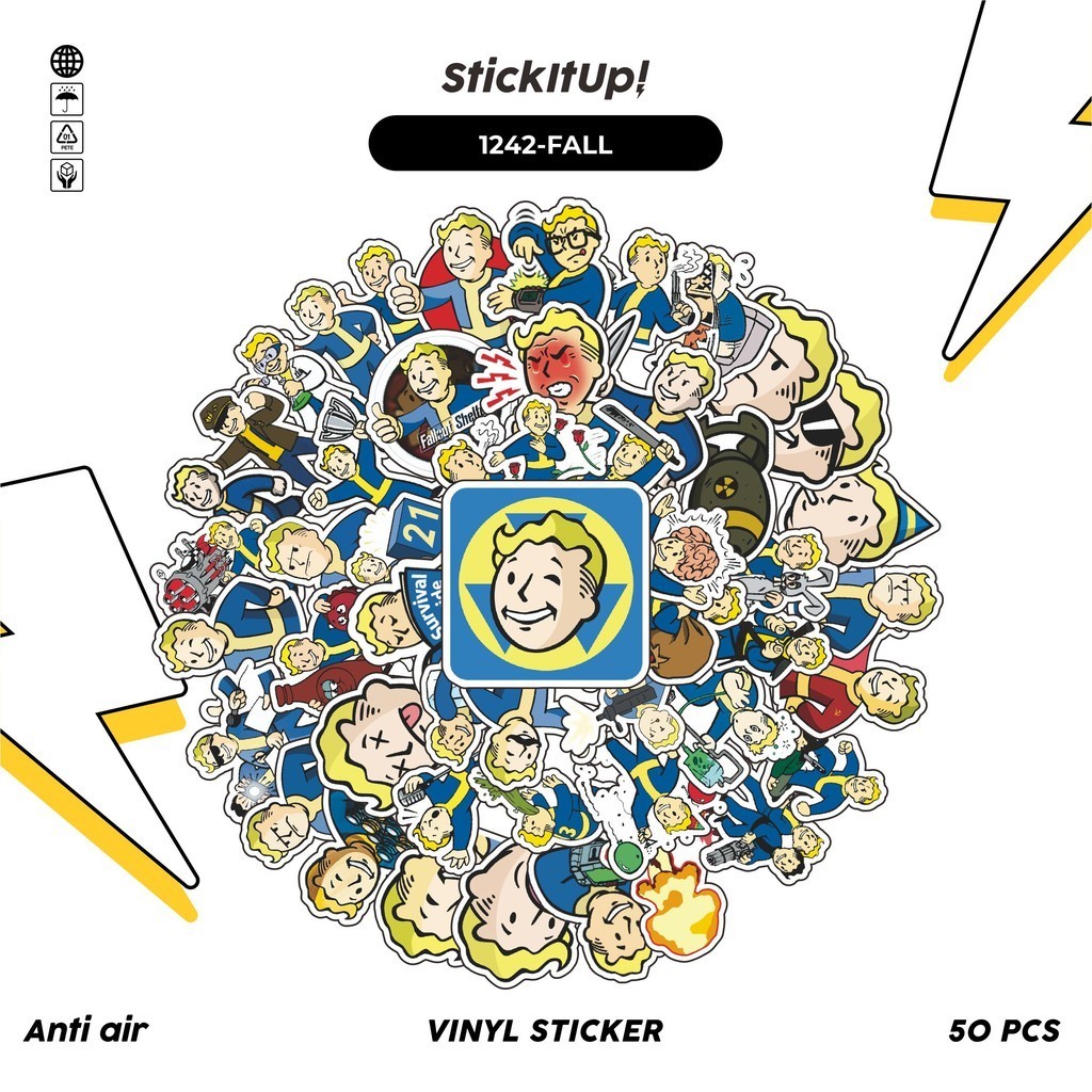 HP 100 Pcs Fallout Vault Boys Stickers v2 Cute Aesthetic Vinyl ...