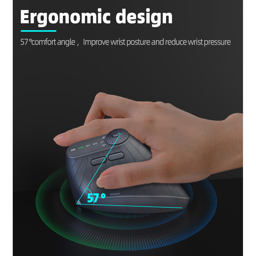 Vertical Wireless Mouse With Function Adjustment Knob Bluetooth 2.4G ...