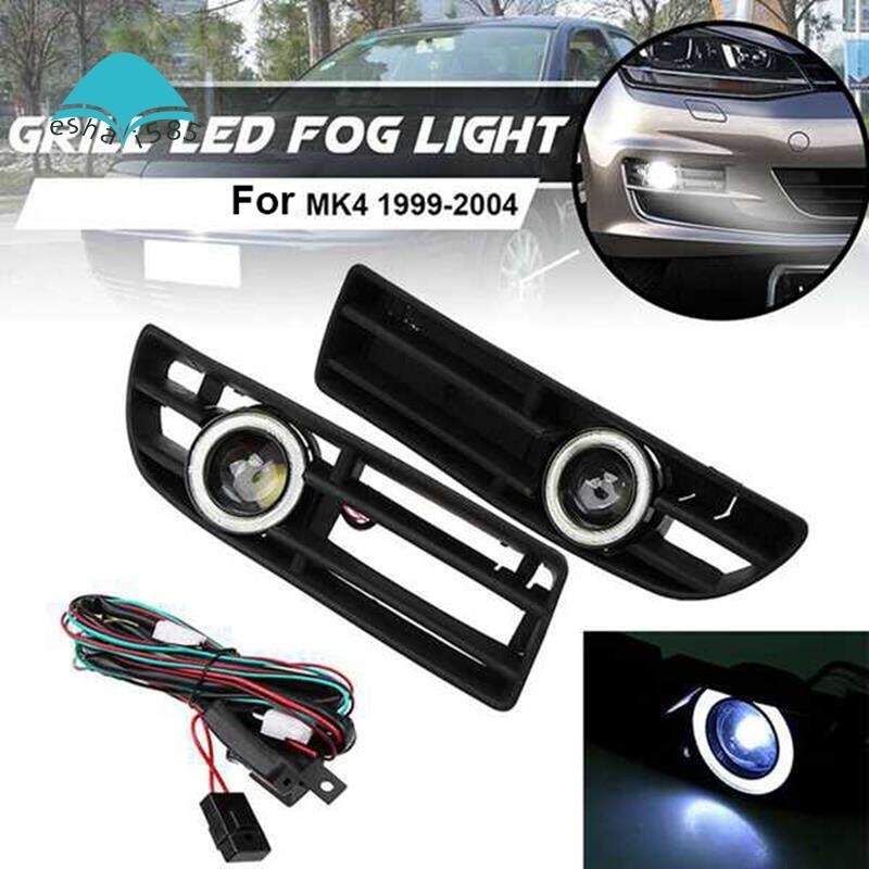 1Pair Fog Lights Angel Eyes Lamp Front Bumper Grille Grill Cover with ...