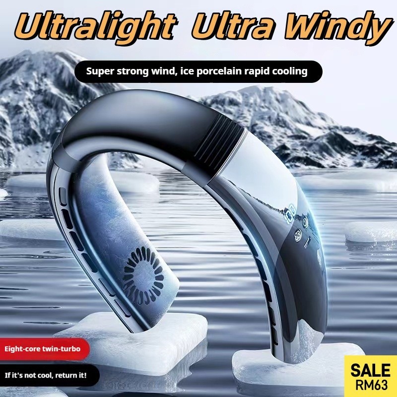 10000mAh Portable Neck fan Bladeless 360° Neck Cooling Fan USB ...