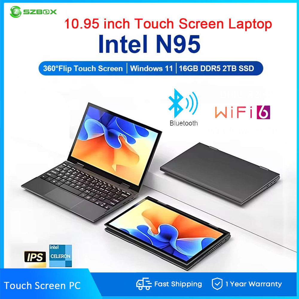 SZBOX M10 10.95 inch intel N95 Portable Laptop 360° Rotating Touch Screen DDR5 16GB 512GB Wifi ...
