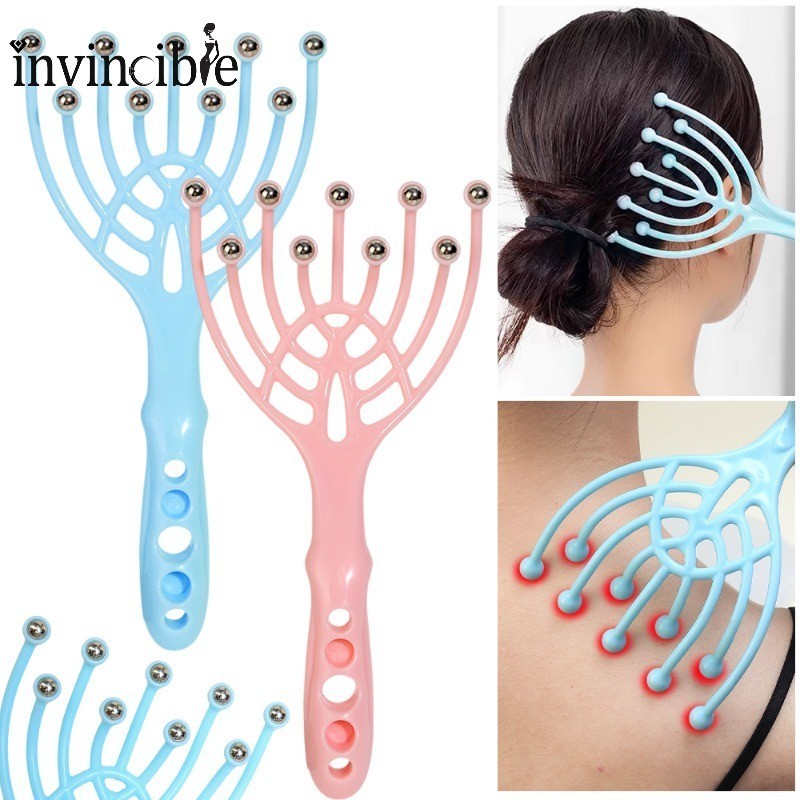 9 Claws Scalp Massager - Head Relax Manual Steel Ball Massage - Stress ...
