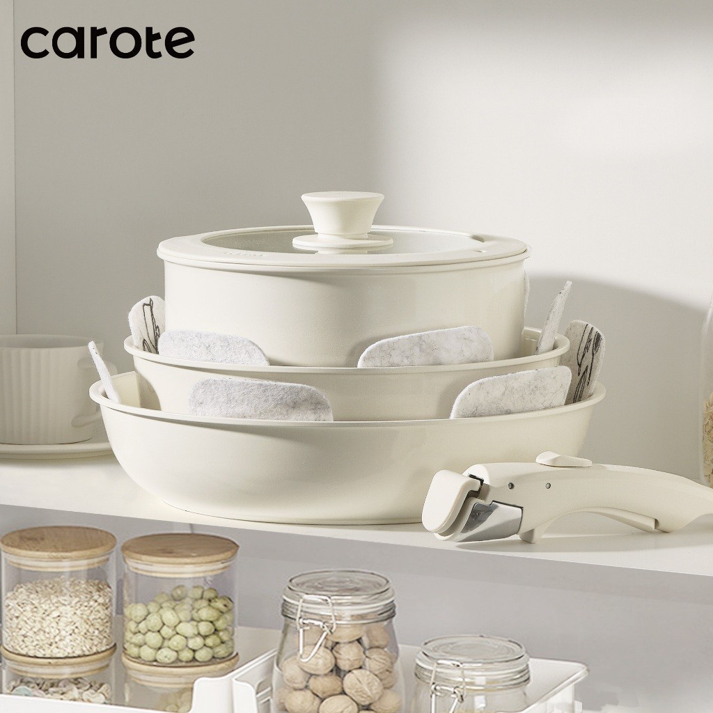 CAROTE detachable Pots and Pans set 7pcs removable handle non stick ...