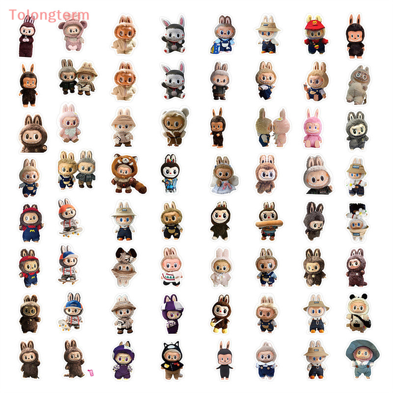 Tolongterm> 60Pcs Labubu Monster Cartoon Waterproof Stickers Pack Cute ...