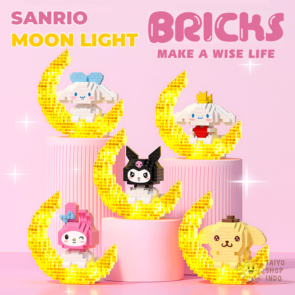 Taiyo Toys Bricks Moon Sanrio Light 3D LED Nano Building Block Moon ...