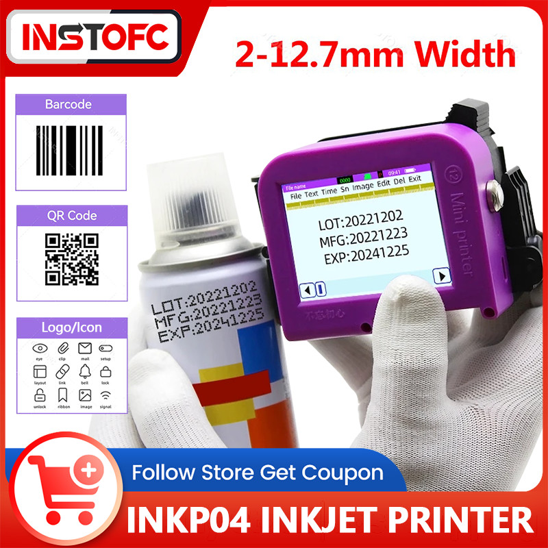 Mini Inkjet Printer INKP04 Print height 2-12.7 mm Multi-Function ...