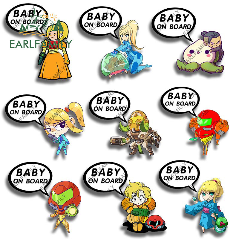 EARLFAMILY 13cm METROID Overwatch Baby On Board Car Stickers Cartoon ...