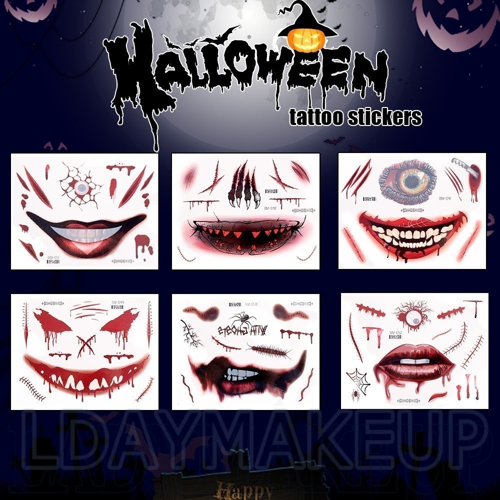 Halloween Temporary Tattoo Face Stickers / Cosplay Masquerade Horror ...