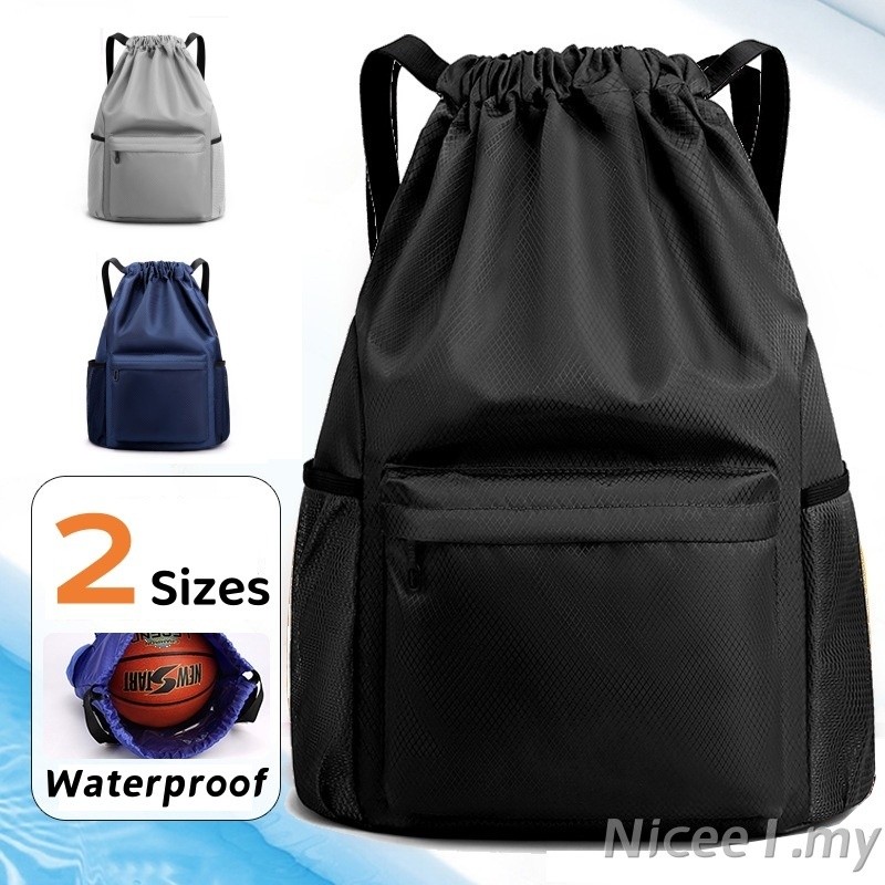 Waterproof drawstring backpack with drawstring pockets, men's and women ...