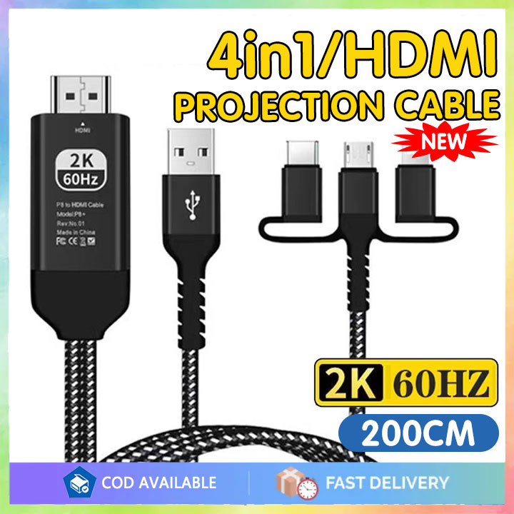 【COD】2M Phone To TV Universal Cable Android&Phone 1080P HD HDMI To TV ...