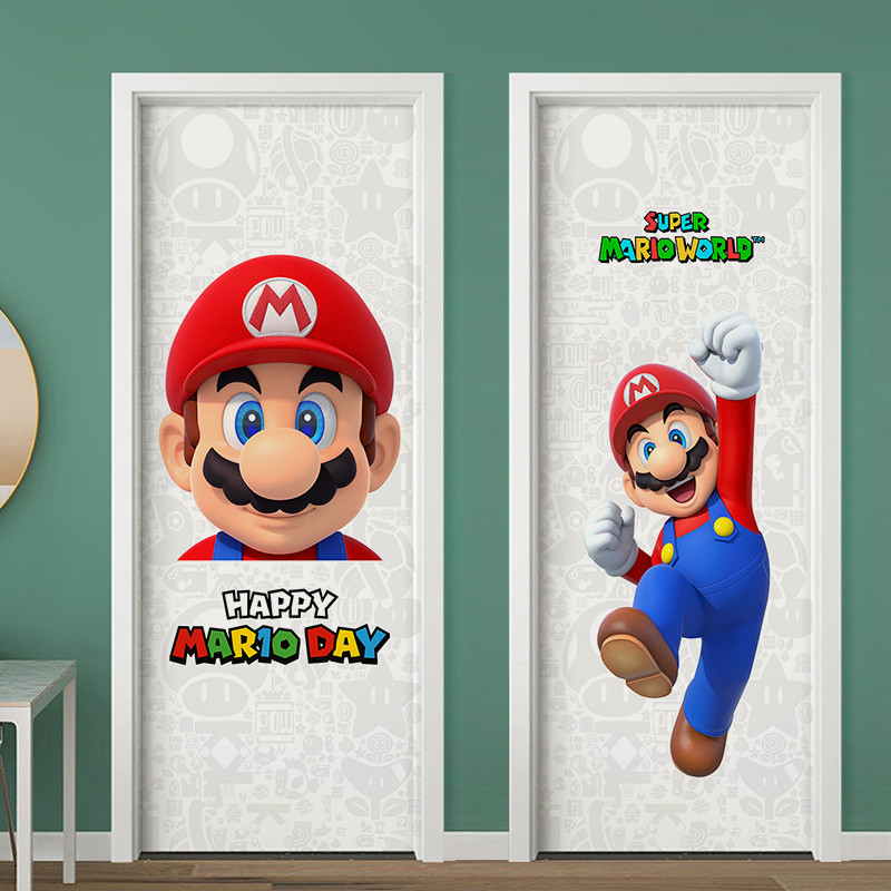 Mario Mario Mario Super Mary Mario Door Sticker Ugly Hole Covering Cute ...