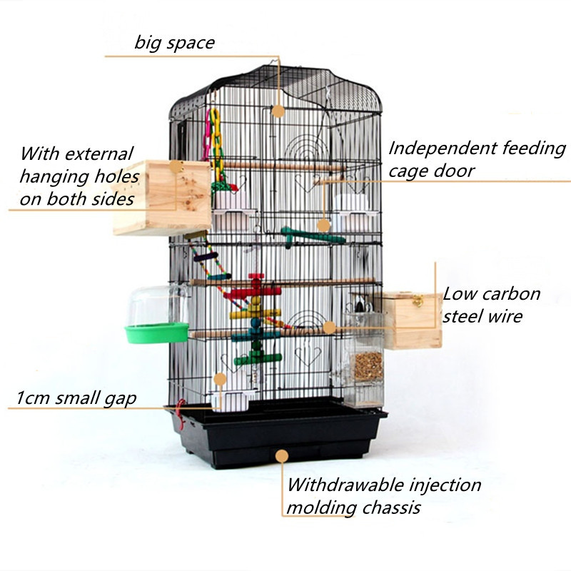 Metal Large Bird Parrot Cage Carrier For Canary Budgie Cockatiel ...