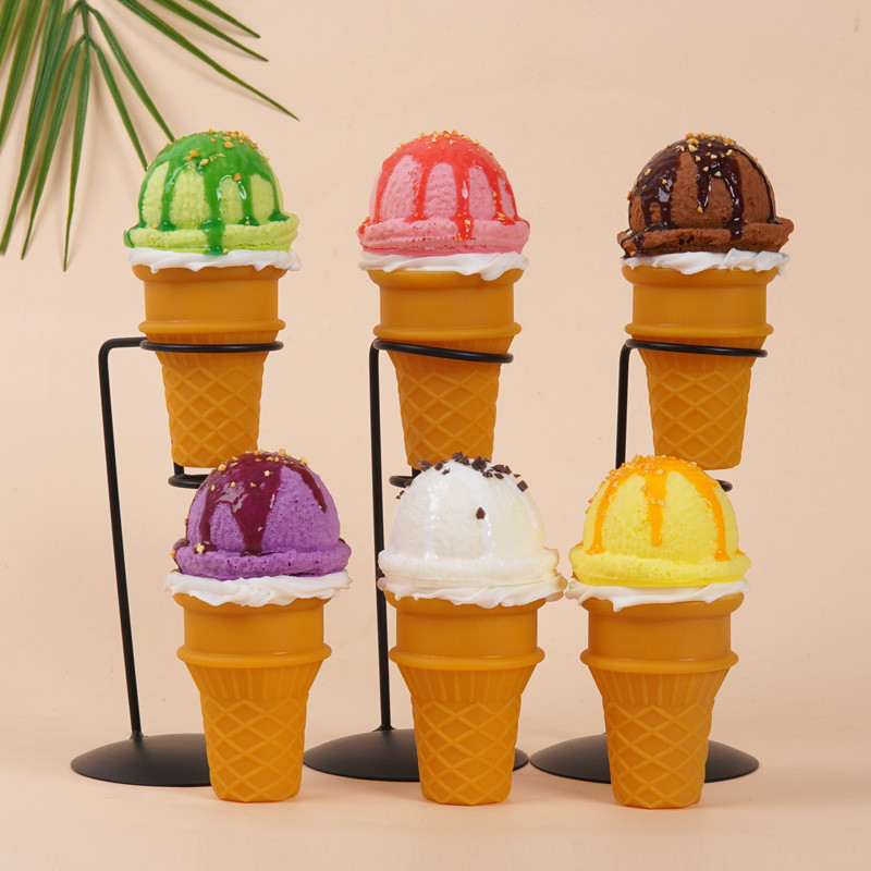 Fake Ice Cream Cone Model Pretend Artificial Soft Ice Cream Balls Cone ...