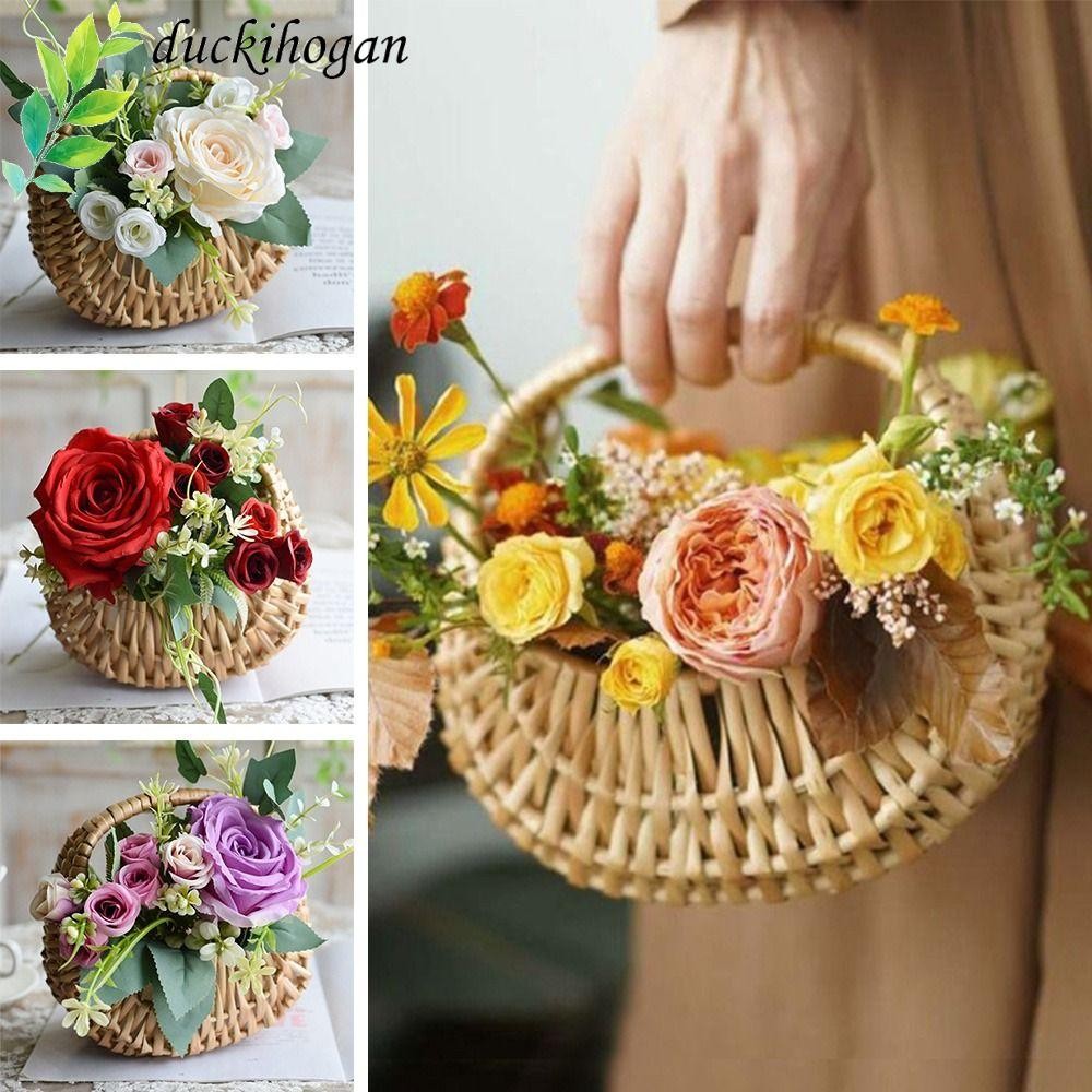 DUCKIHOGAN Flower Girl Baskets, Yellow Sturdy Flower Arrangement Basket ...
