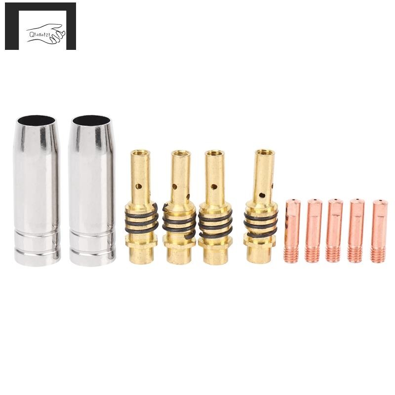 11Pcs/Set Mig Welding Nozzle Welder Torch Nozzles Gold Tip Holder Contact Tips 0.040 Inch Gas ...