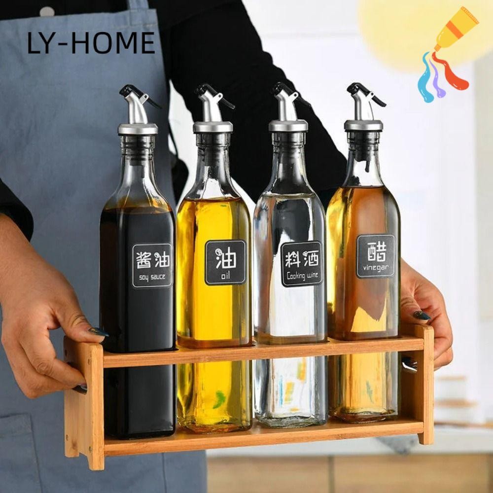 LY-HOME Spice Rack, Oil Bottle Rack Wooden Spice Jar Stand, Condiment ...