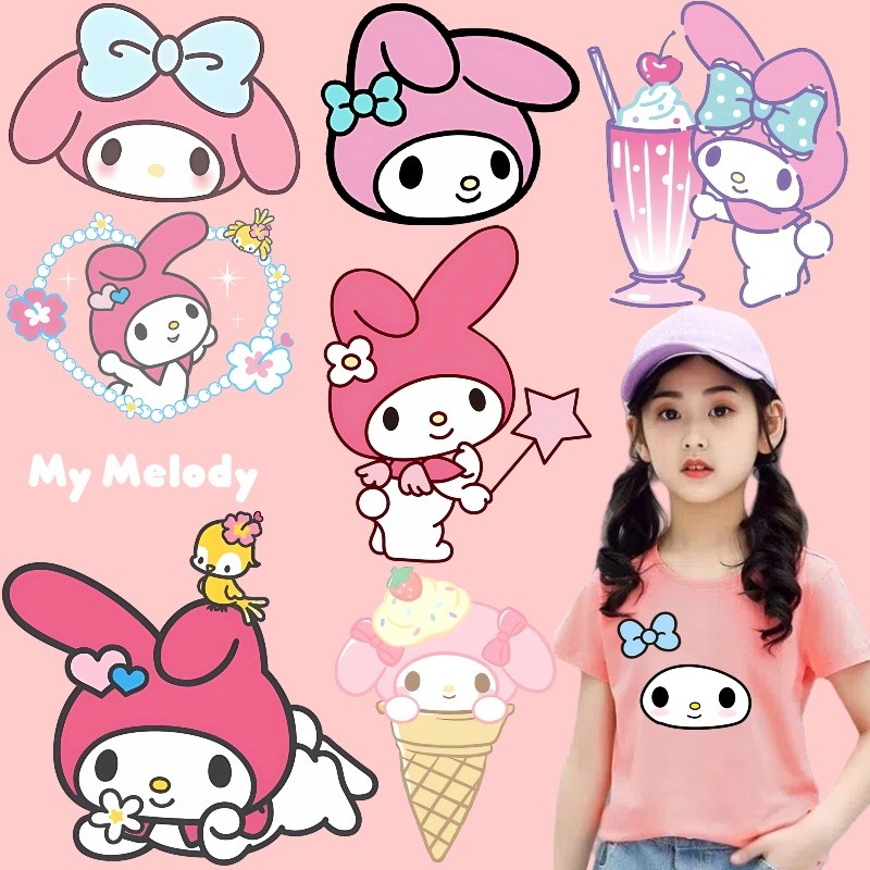 My Melody Cartoon Printed Stickers Heat Transfer Printed Fabric ...
