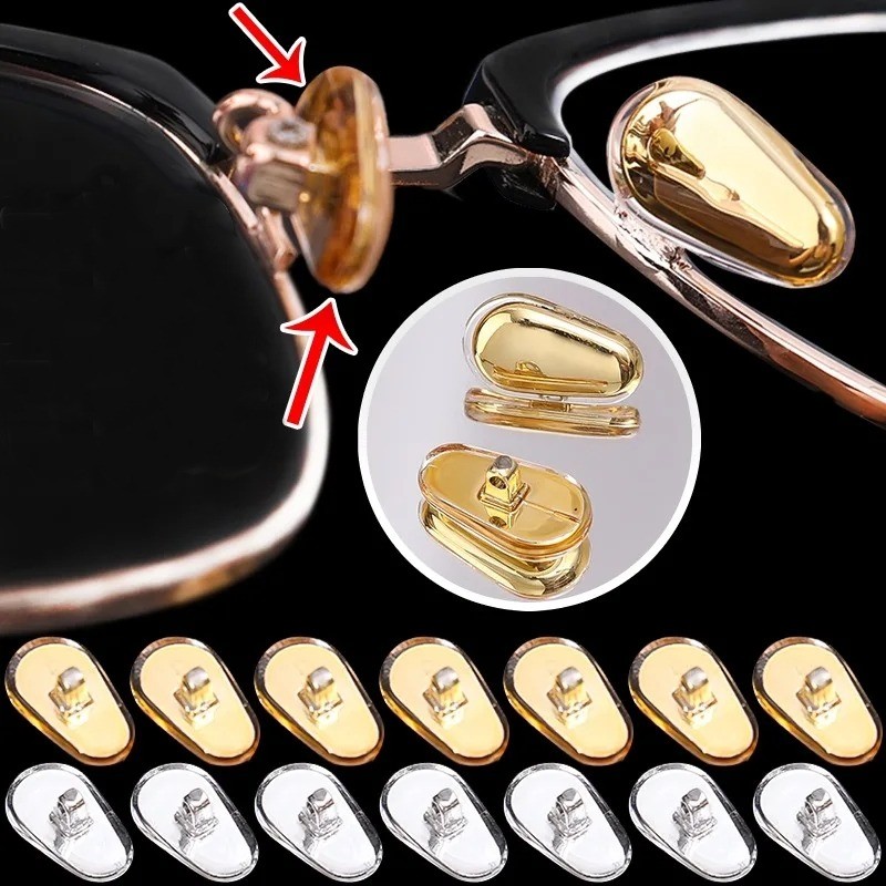 1Pair Silicone Non-slip Glasses Nose Pad - Mini Simple Metal Nosepiece ...