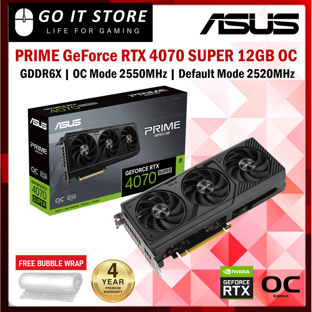 ASUS PRIME GeForce RTX™ 4070 SUPER 12GB GDDR6X OC Edition Graphic Card ...