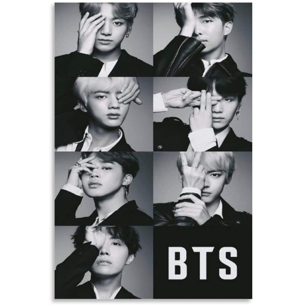 BTS Group Poster BTS Black and White Poster Decorative Painting Canvas ...