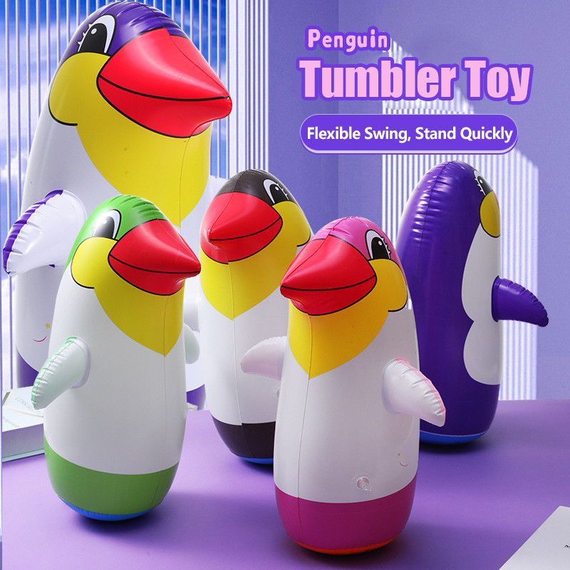 70cm/36cm Inflatable Penguin tumbler Balloon Toys Kids Penguin Bath ...