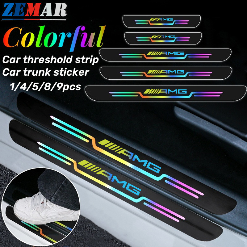 Mercedes Benz AMG Car Door Sill Sticker Colorful Reflective Sticker Car ...