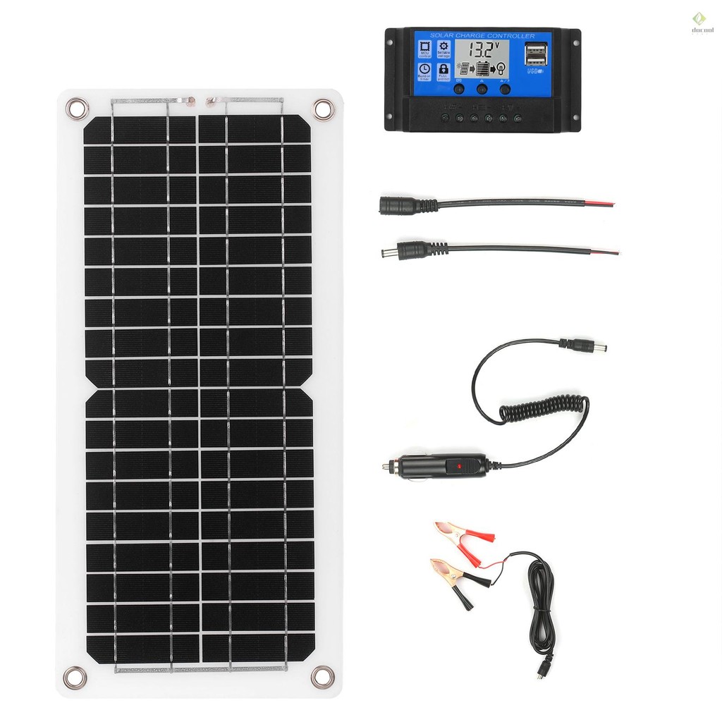 12W 12V Solar Panel Kit with Charge Controller USB Port Off Grid ...