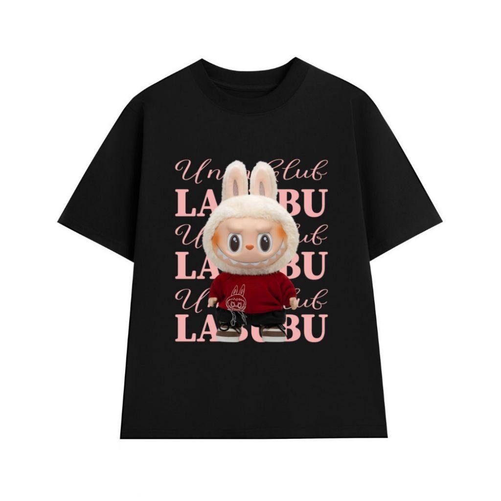 Labubu Cartoon Style Street Soft Comfortable Female Short Sleeve Black ...