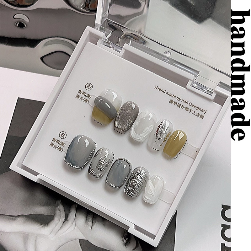 Press on nails handmade Hand-Weared nails Hand-Painted Smudge Magic ...