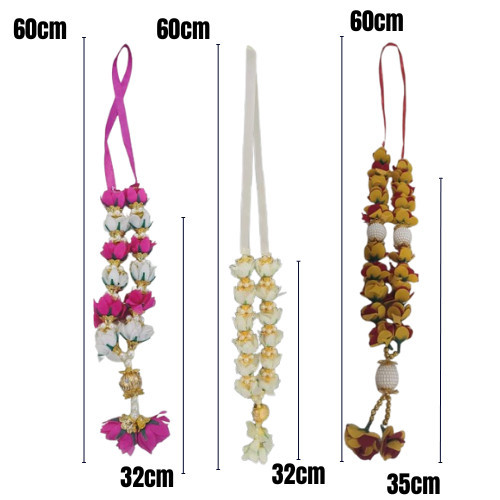 Artificial Stone Har Malai 30cm Flowers Mala Ribbon Garland Haar Mala ...