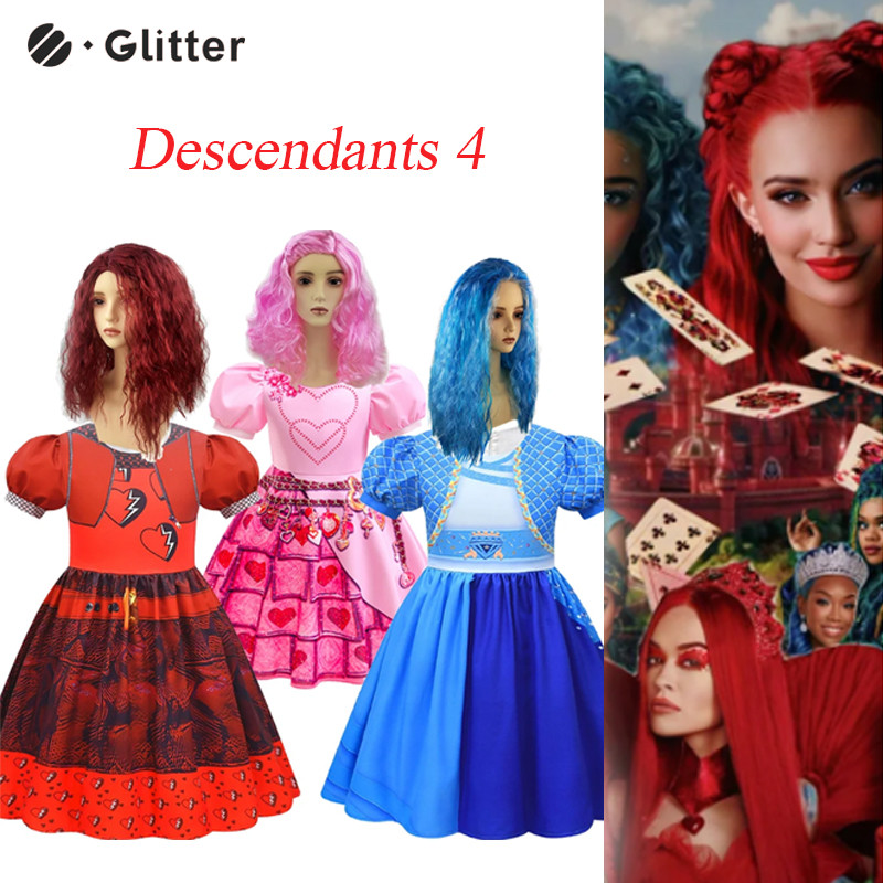 Disney Descendants 4 The Rise Of Red Halloween Costume for Kids Girl ...