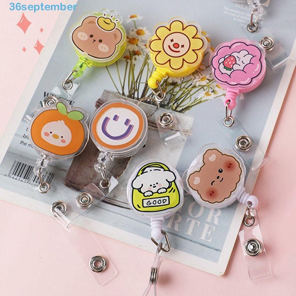 SEPTEMBER Badge Holder Clips, Easy To Pull Cute Colors Retractable ...