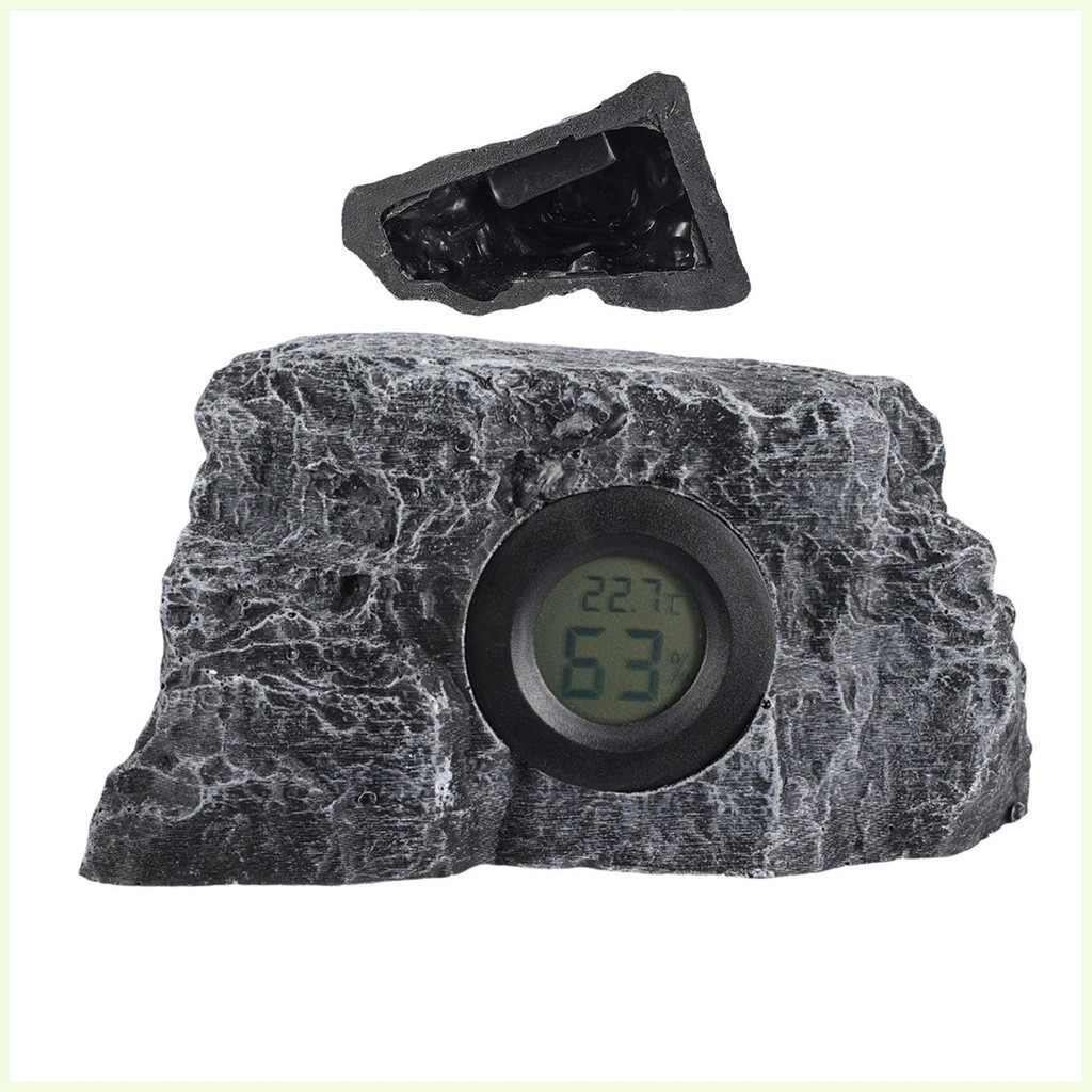 Aquarium Thermograph Digital Hydrometer Humidity Meter with Rocks ...